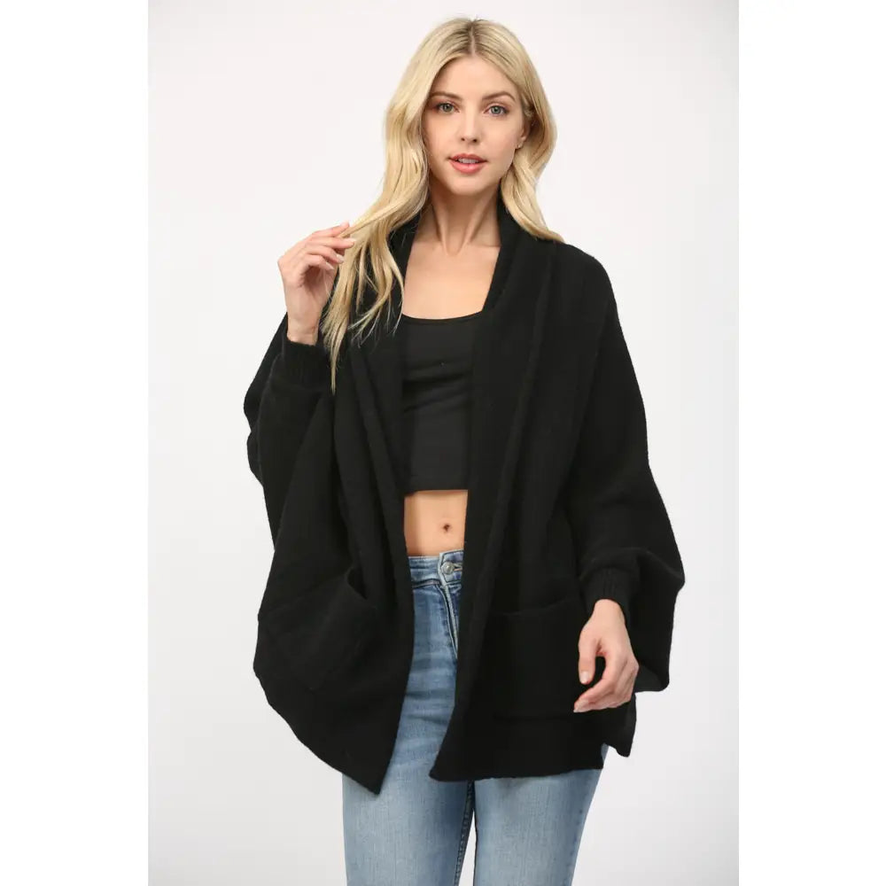 Shawl Collar Open Cardigan - Black — MeMe's & JD Griffin