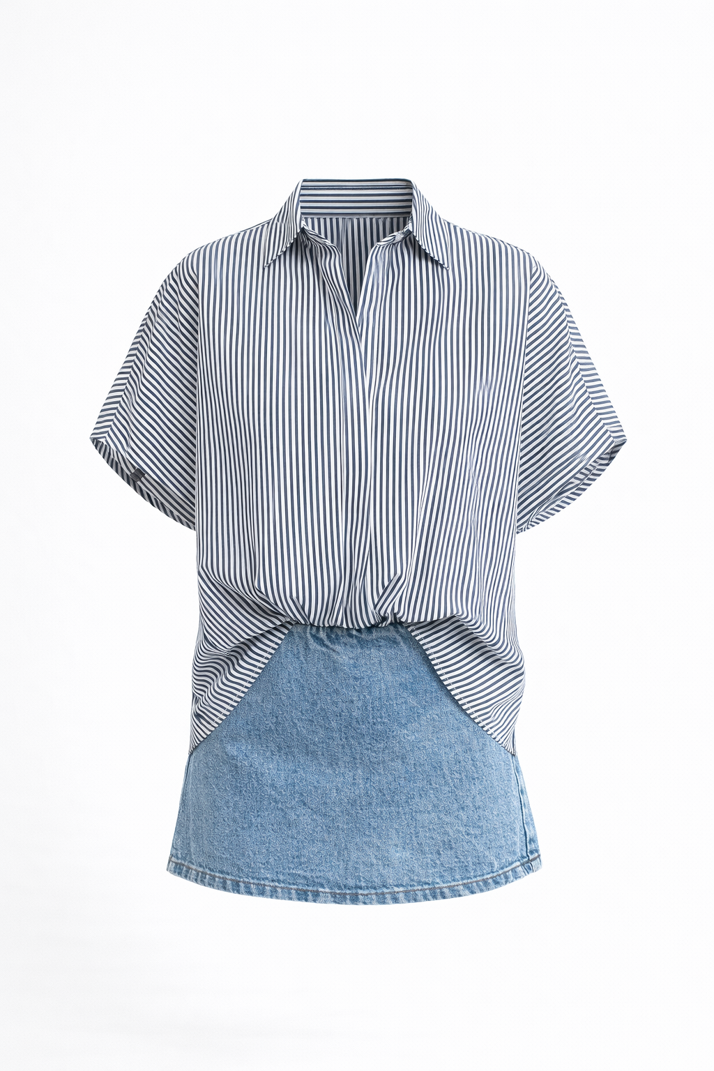 Signature V Neck Collar Top - Navy — MeMe's & JD Griffin